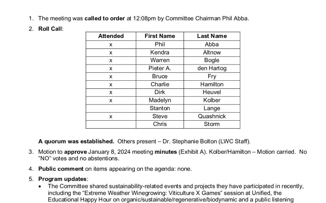 LODI RULES Meeting Minutes 3.2024 Approved_Exhibits | Lodi Growers